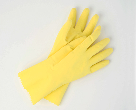 YELLOW LATEX GLOVES - 12 pack, M - Aces